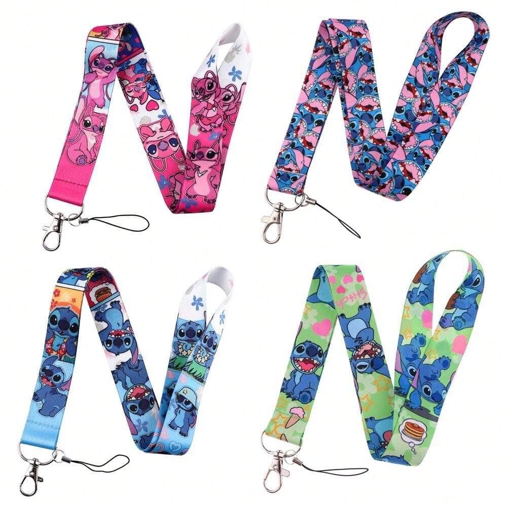 4 Styles Anime Lilo & Stitch Cute Stitch Card Hanging Strap,Credential ...