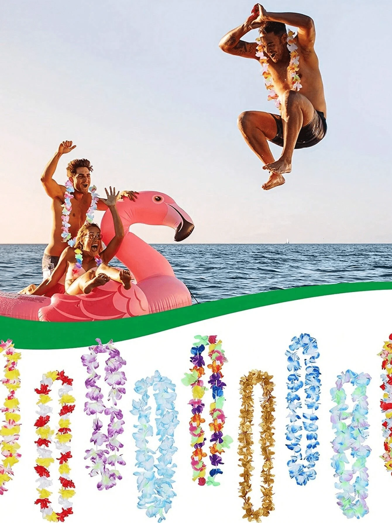 1020pcs Hawaiian Leis Necklace Hawaiian Flower Lei Party Decorations Multicolor Tropical