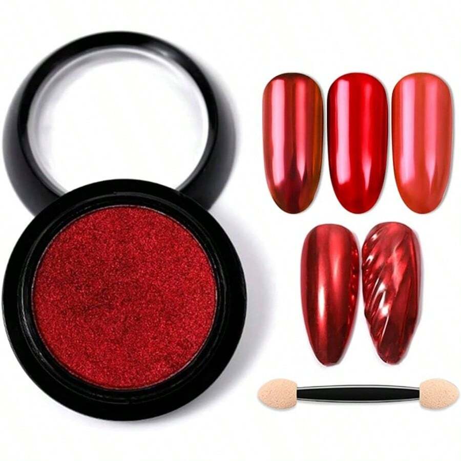 1 Pc Red Chrome Nail Powder For Gel Polish Nail Art Decoration,Resin ...