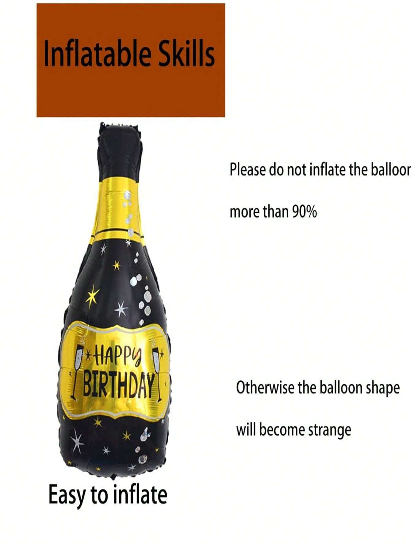 3Pcs, Champagne Bottle Balloons Black Gold Bottle Foil Mylar Balloons ...