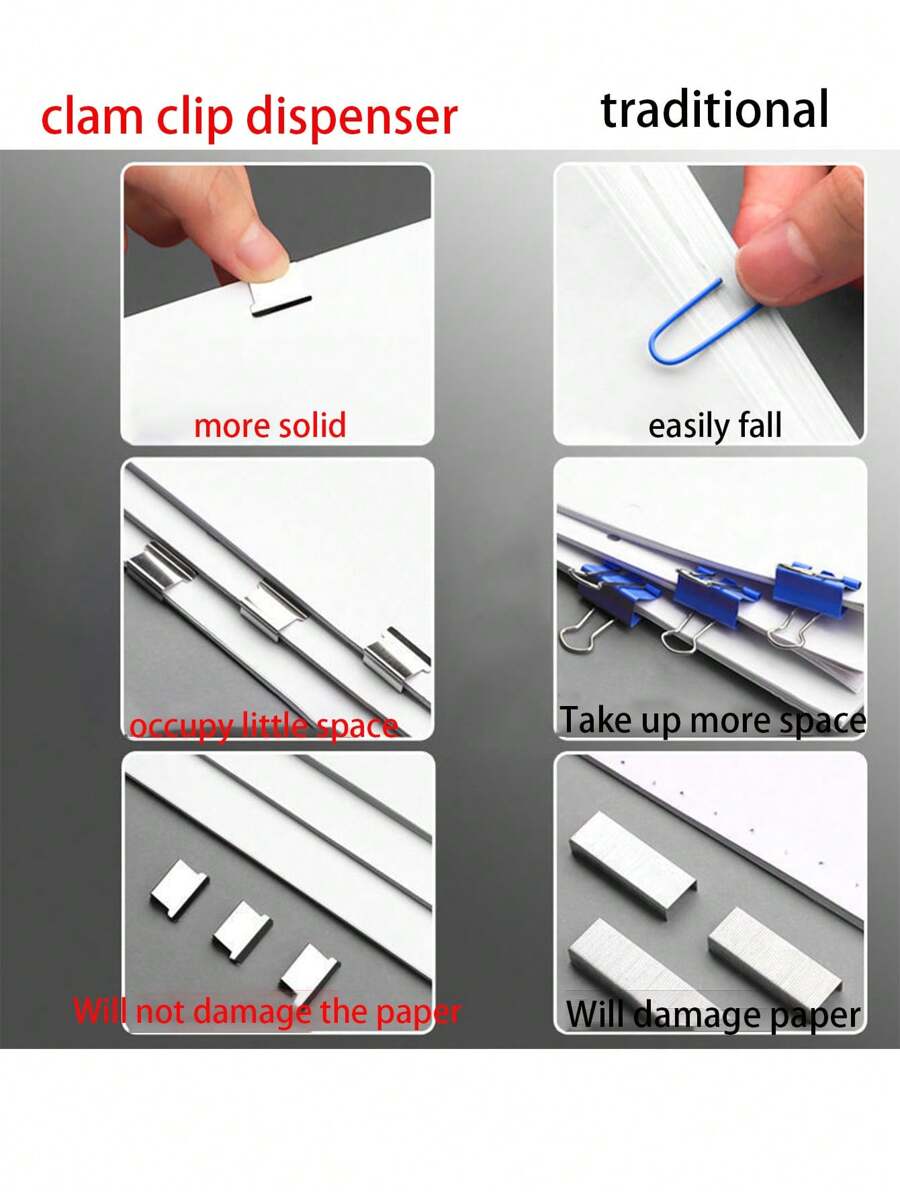 1pc Lightweight Push Clip Folder Stapler, Fixing Exam Papers And Pages ...