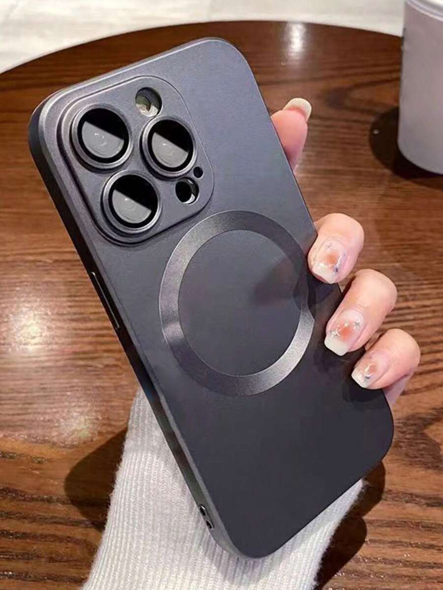 Metal Plating Magnetic Phone Case For IPhone With Car Charging Support ...