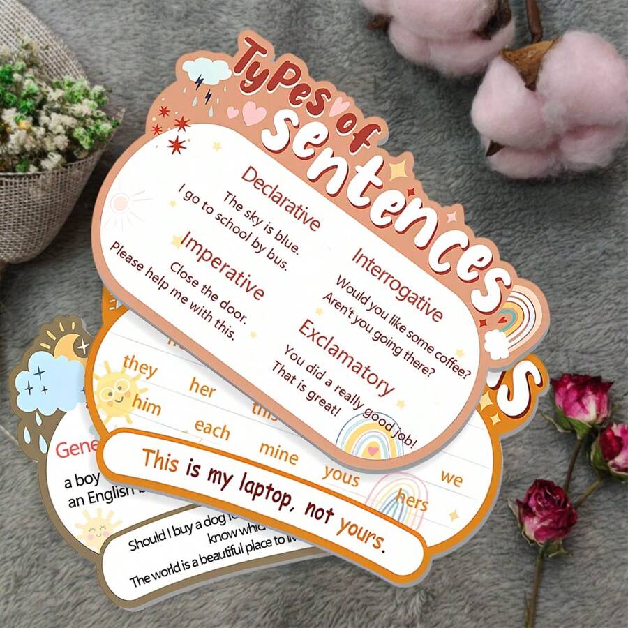 Conjunto de 12 carteles de partes de la oración, gráfico de gramática ...