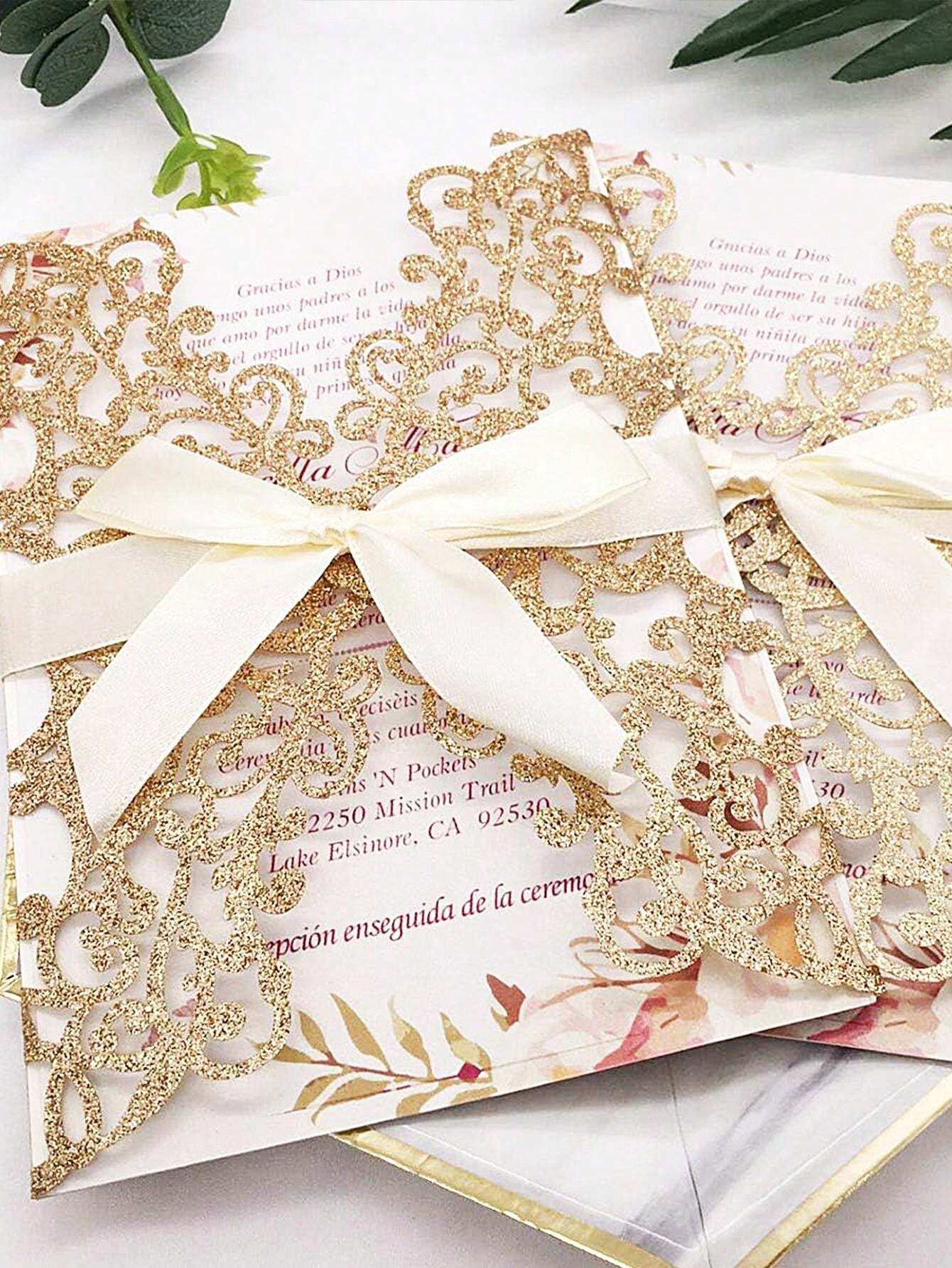7pcs Wedding Gift Box Set With Hollow Gold Onion Pattern Invitation ...