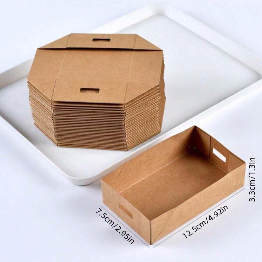 10pcs Disposable Kraft Paper French Fries Boxes, Fried Chicken/Hamburger/Popcorn Chicken Serving ...