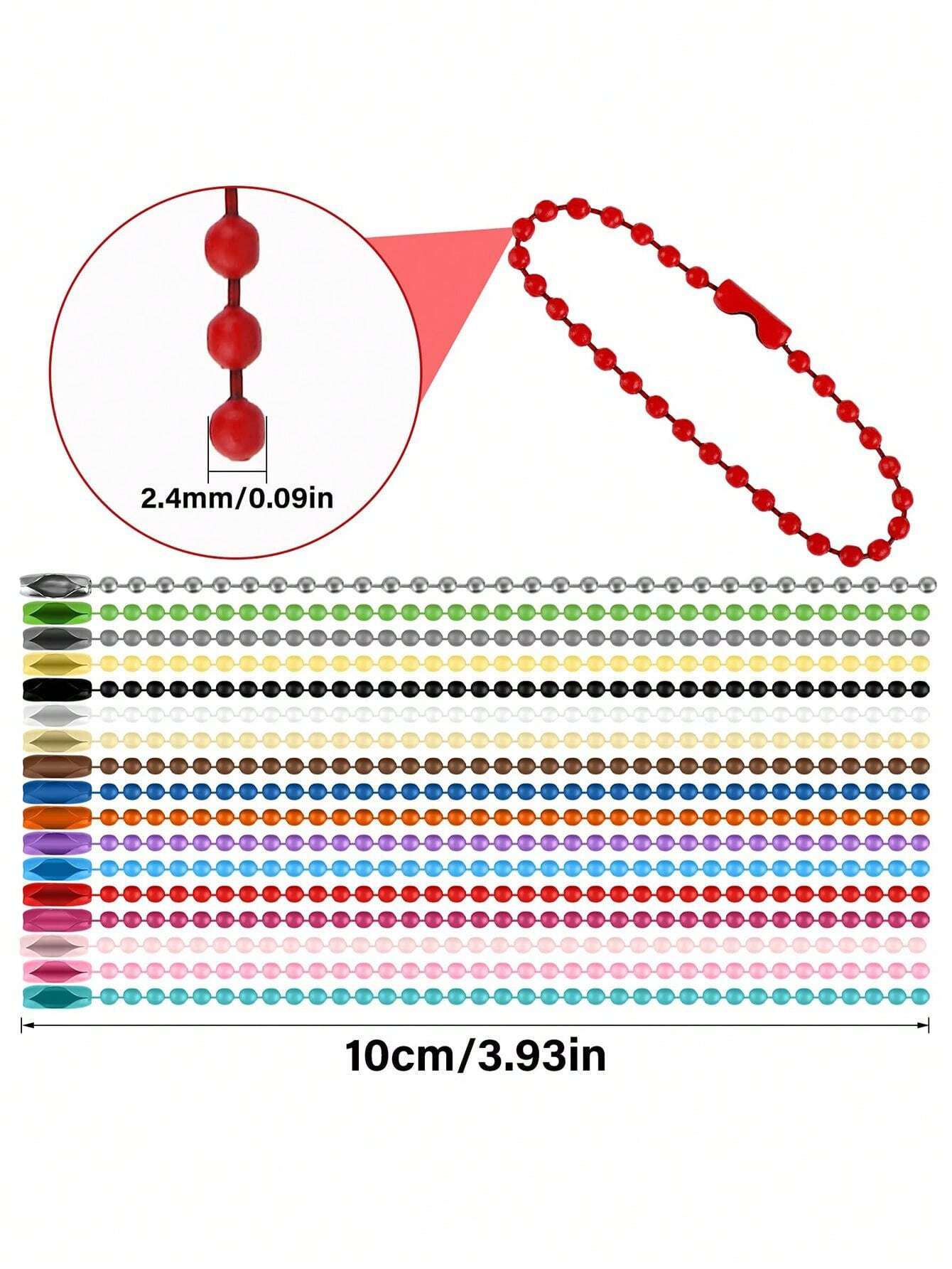 10 Pcs Ball Beads Chain Craft, 10cm Colorful Ball Chain Key Necklace ...