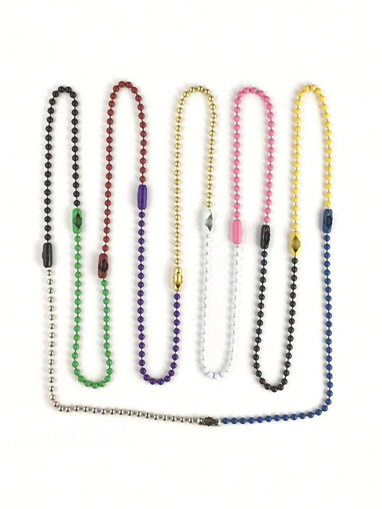 10 Pcs Ball Beads Chain Craft, 10cm Colorful Ball Chain Key Necklace ...