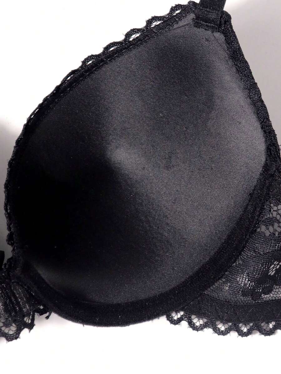 3pcs/set Thin Cup Floral Printed Lace Sexy Triangle Cup Bra | SHEIN USA