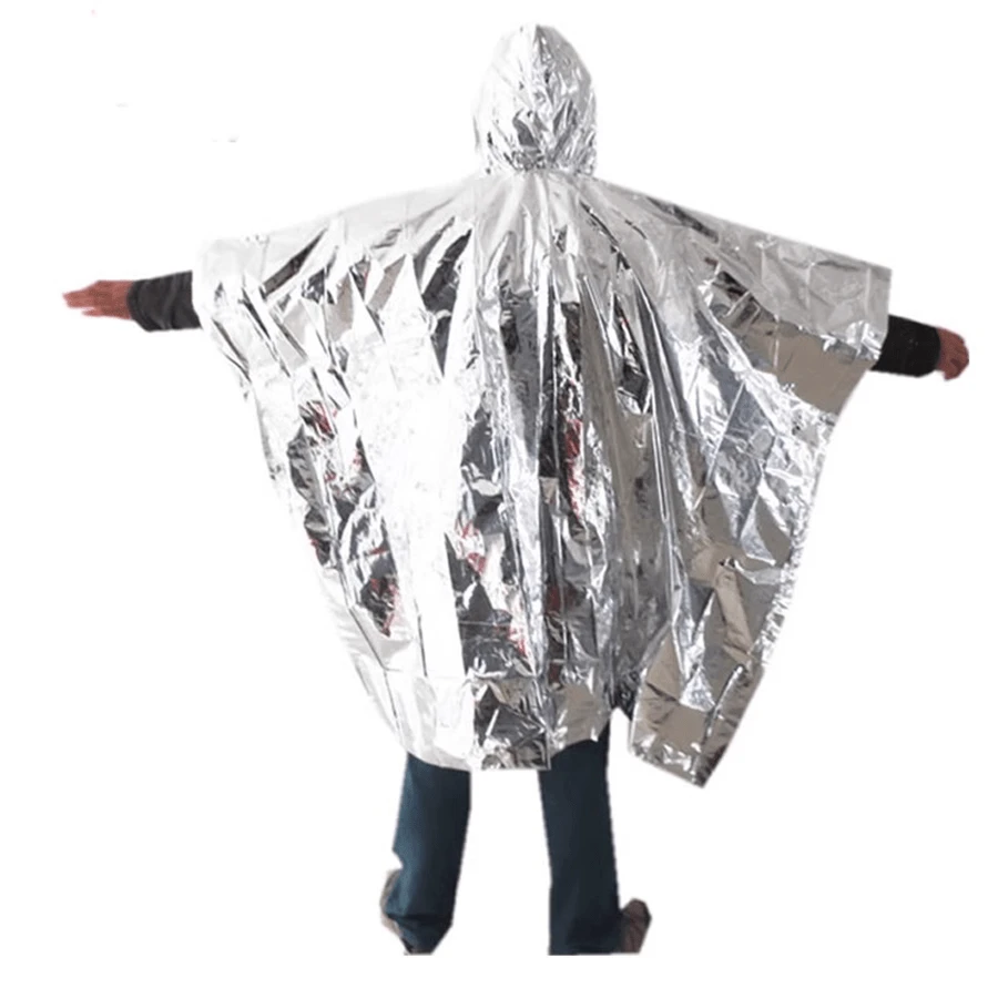 Outdoor Camping Emergency Silver Raincoat, Outdoor Safe Survival ...