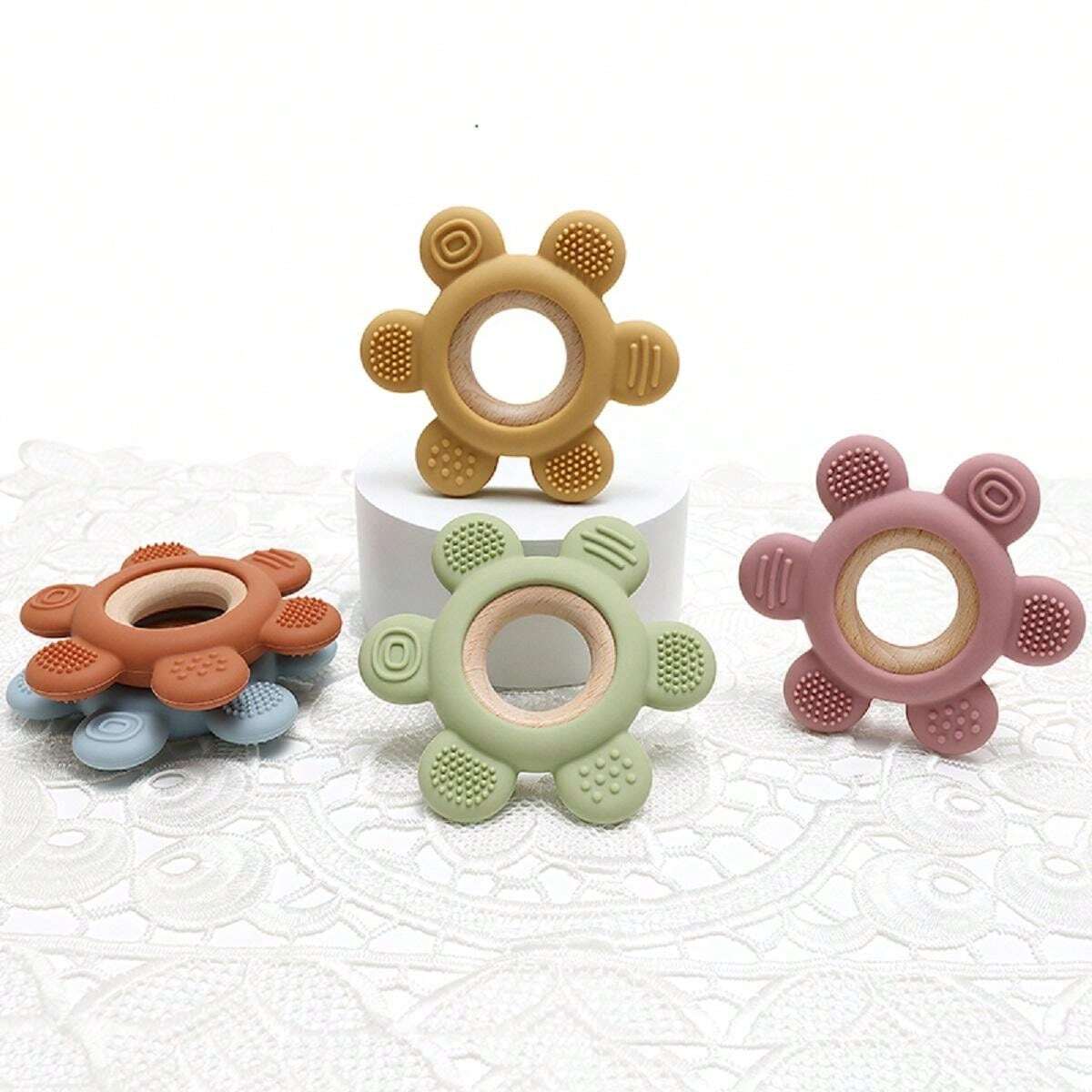 1pc Baby Silicone Wooden Theether Toy Lnfant Health Care Ring Toys ...