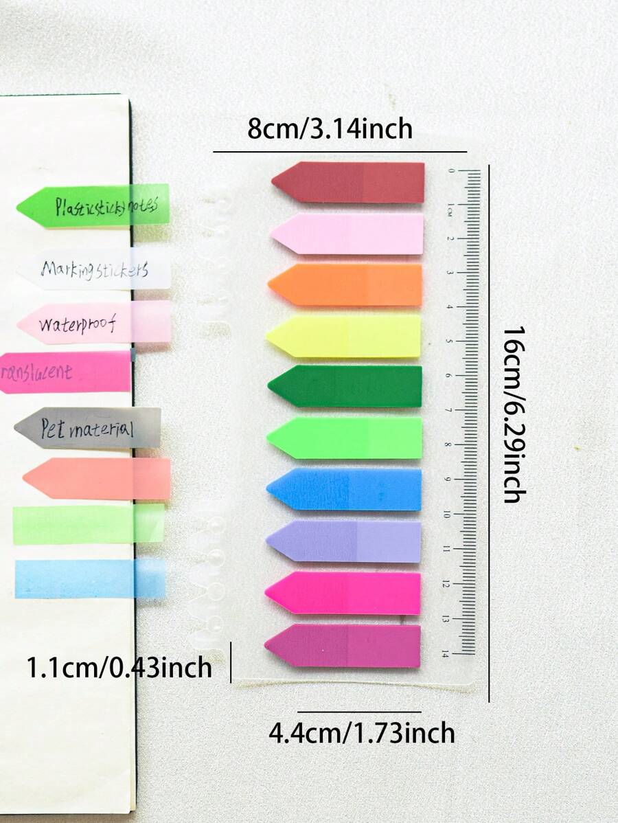 200pcs PET Arrow Shaped Semi-Transparent Sticky Notes In Morandi Color ...