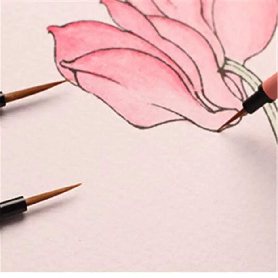 Ultra-Fine Color 3 Line Brush Stroke Brush, Watercolor Gouache Oil ...