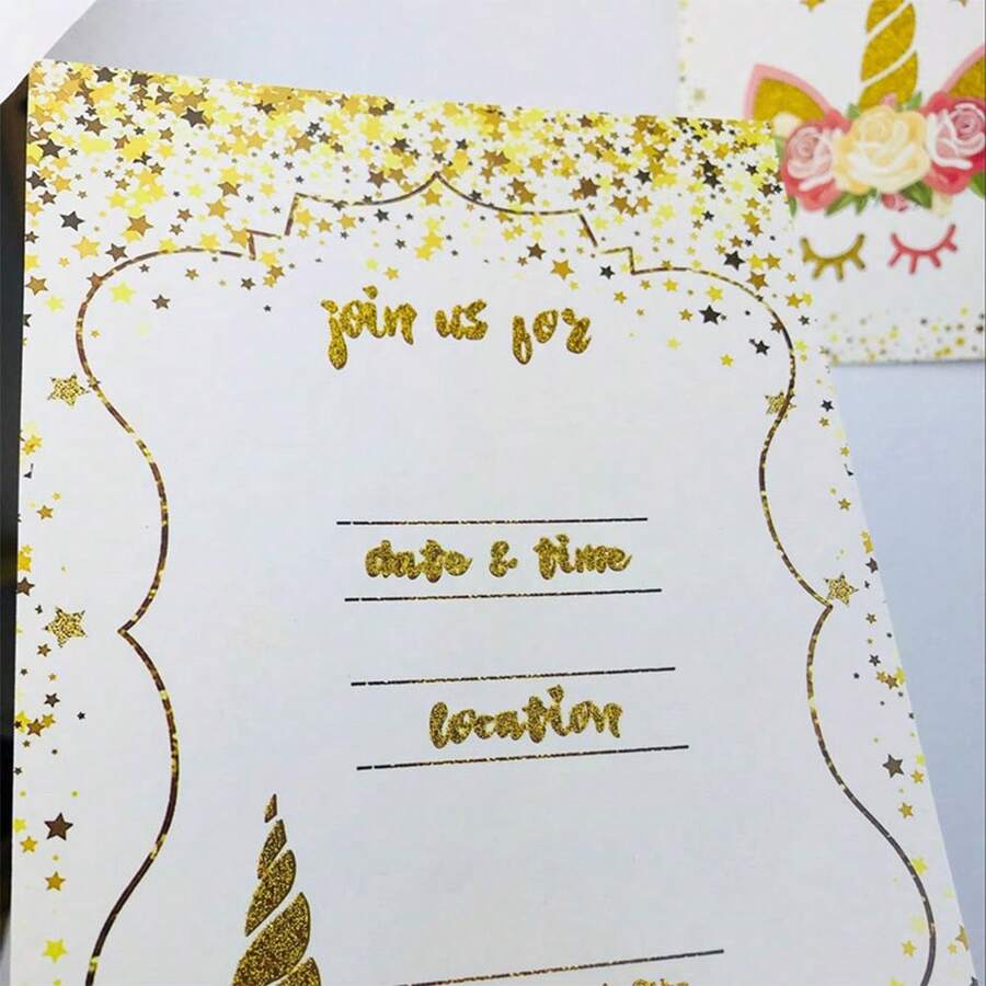 10 Cards 10 Invitation Cards In Envelopes - Unicorn Holiday Cards ...