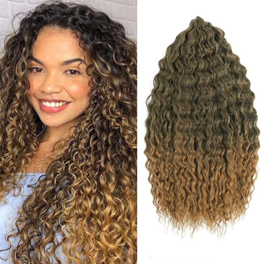 Cabelo Crochet Ombre Loiro 1 Pacote Onda do Oceano 22 polegadas e 30 polegadas Cabelo Crochet ...
