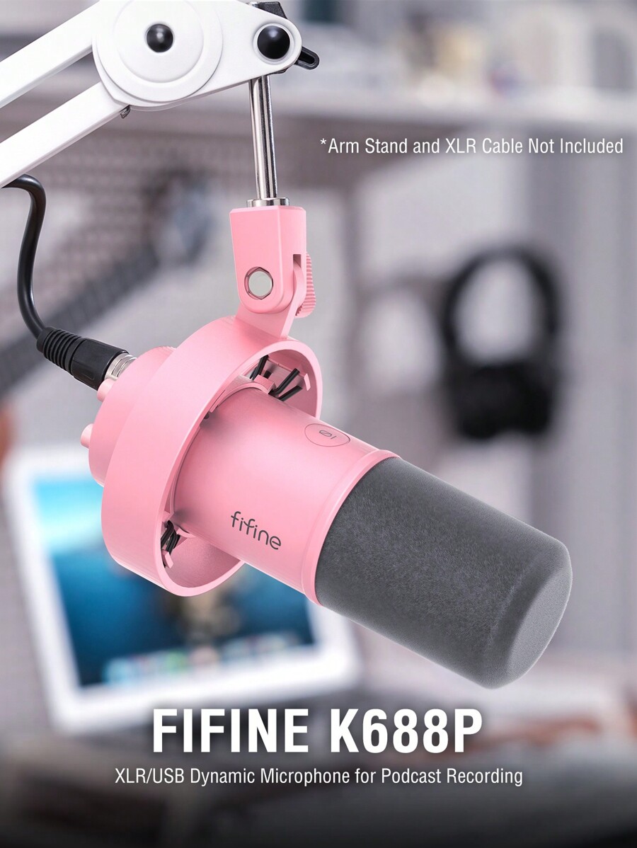 Fifine FIFINE XLR/USB Dynamic Microphone, Studio XLR Vocal Podcast Microphone For Recording, USB ...