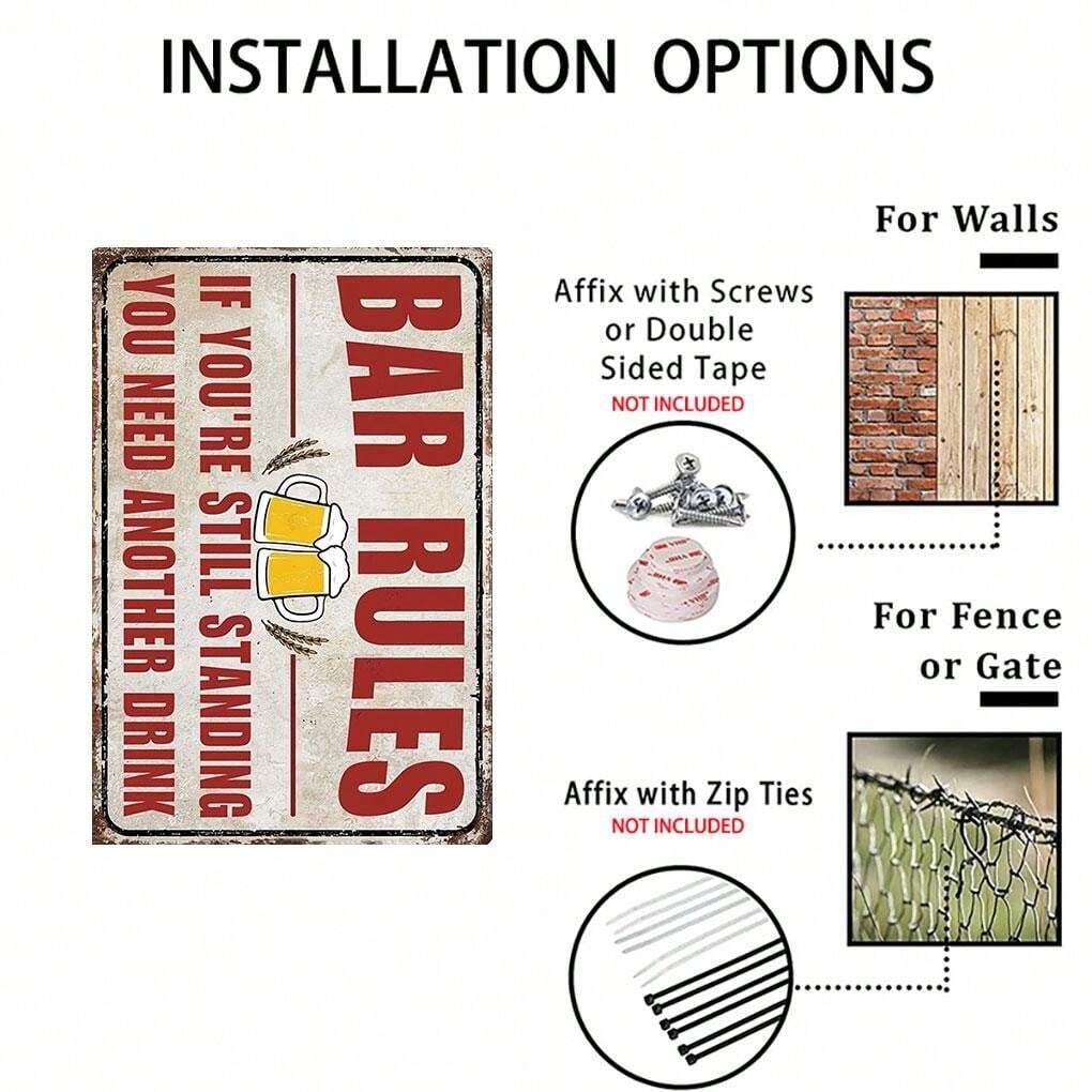 1pc,Vintage Bar Rule's Tin Signs Cheers Metal Signs Funny Wall Decor ...