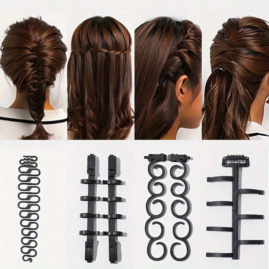 6-Piece Hair Styling Set Hair Braider DIY Braiding Tools Magic Hair ...
