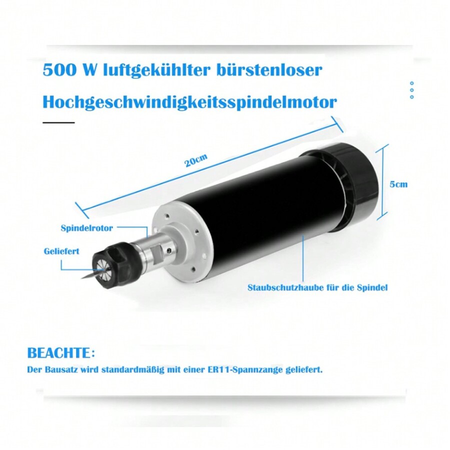 OUYANG CNC 500W Spindle Motor, 10000RPM Air Cooled Brushless DC Motor ...