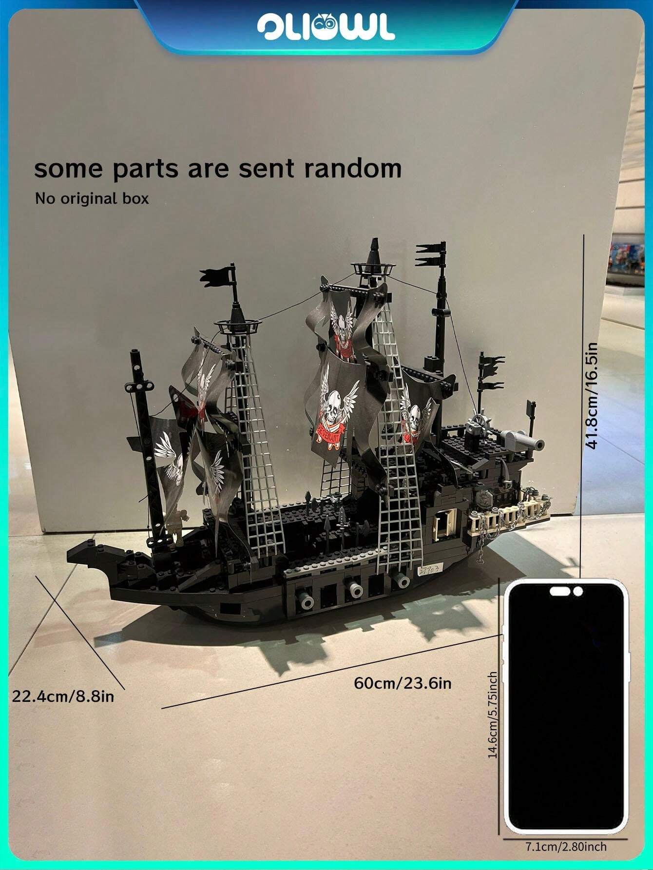 DIY Building Blocks Pirate Ship Model Kit For Children, Assembled ...