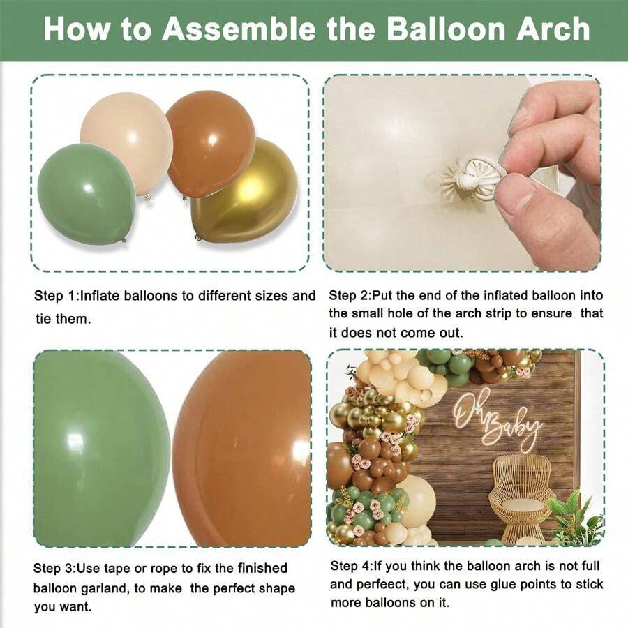 146pcs/Set 5/10/18inch Sage Green Brown Apricot Latex Balloon Garland ...