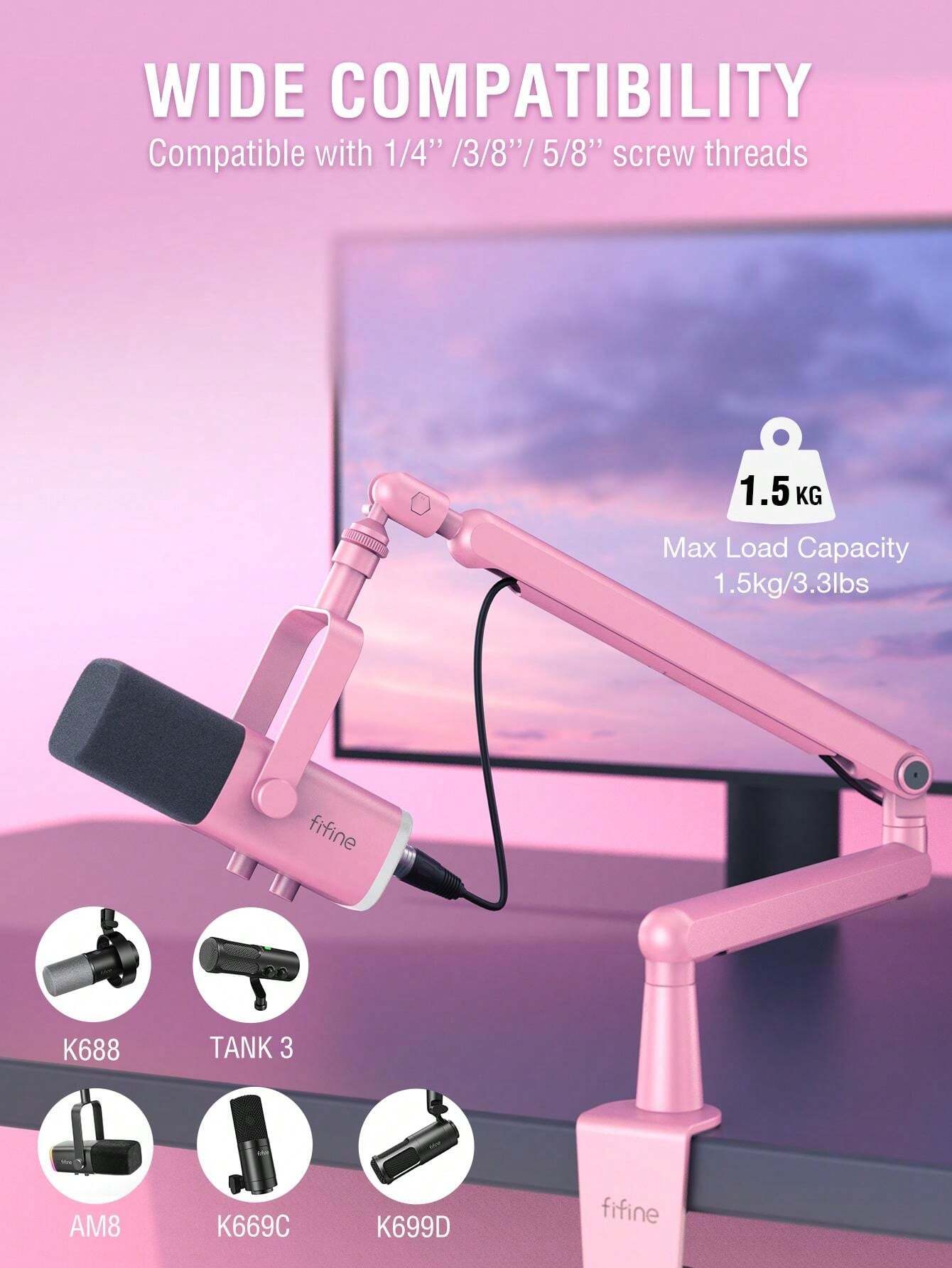 Fifine FIFINE Lågprofil Boom Arm Mic Stativ, Mikrofon Arm Stand Med ...
