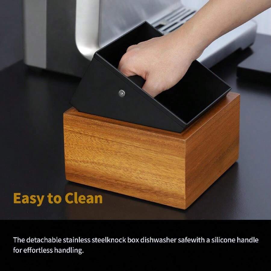 Walnut Espresso Knock Box, Large Solid Wood Square Coffee Grinds ...