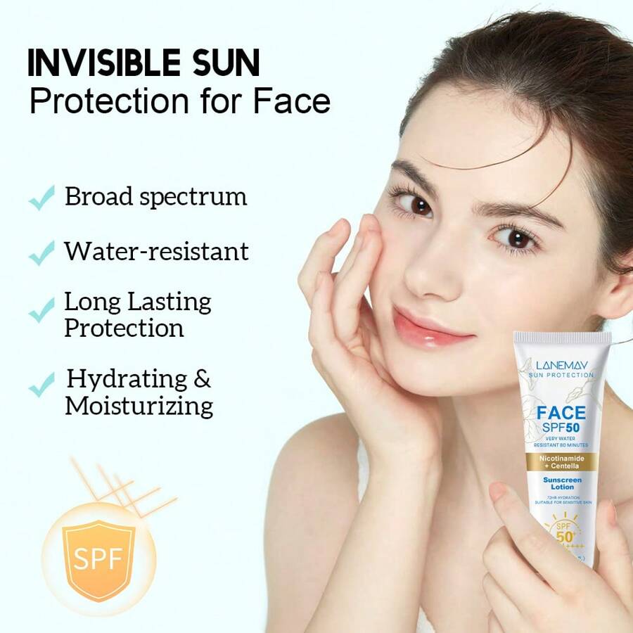 Loção de Proteção Solar para Rosto SPF 50 - Óxido de Zinco e Dióxido de ...