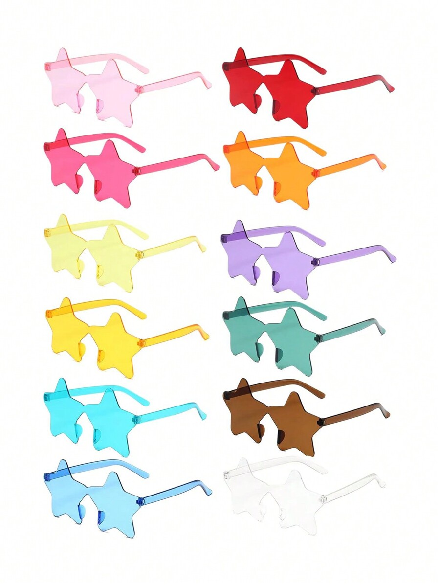 12pcs-Rimless Glasses Five-Pointed Star Shaped Frameless Glasses ...