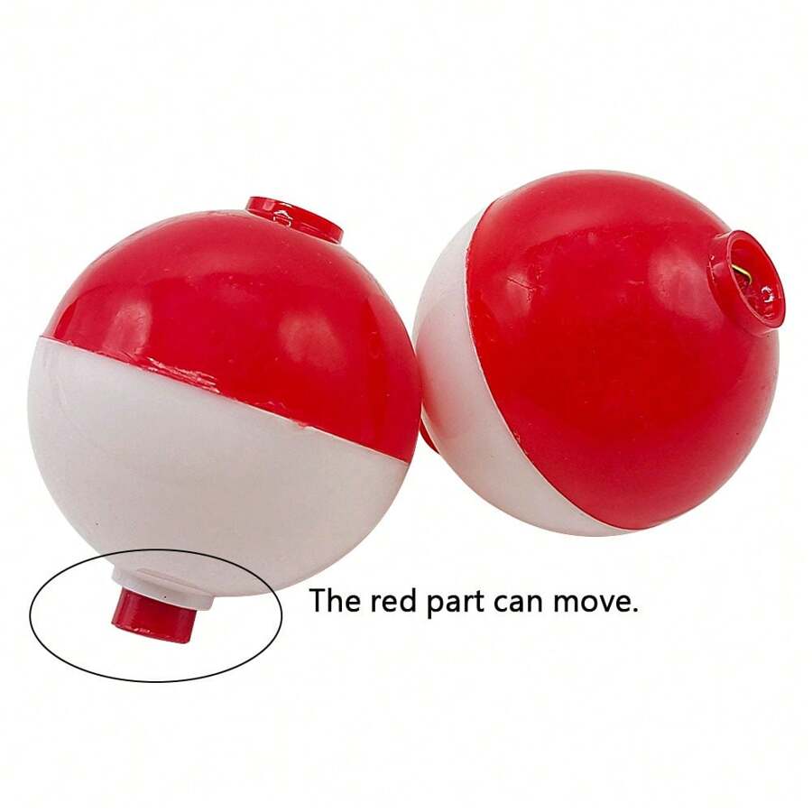 10pcs Red And White Fishing Floats Set, Various Sizes, Plastic Ball ...