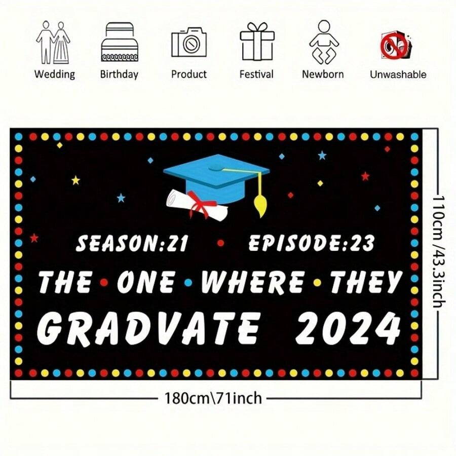 1pc Banner 2024 - Large, College Graduation Party 2024 Decoration ...