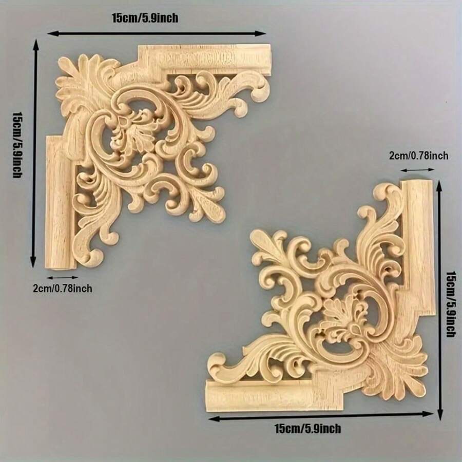 Upgrade Your Space: 2pcs Elegant Carved Wood Corner Decals (5.9*5.9 Inches) - Instant Furniture ...