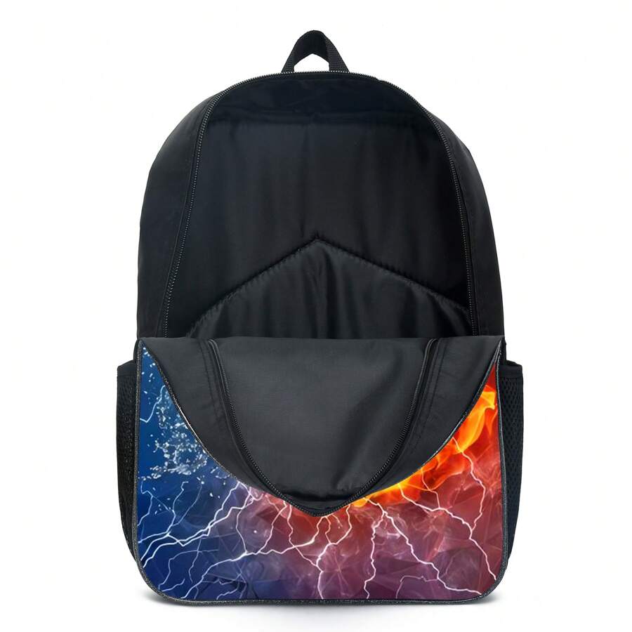 Basketball Print School Backpack For Kids 16 Inch Black Laptop Backpack ...