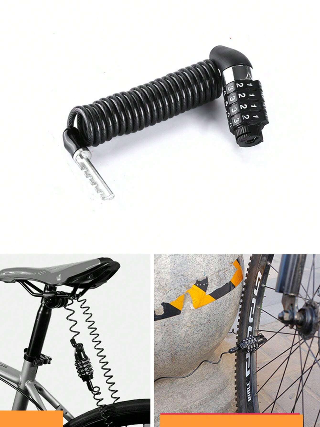 1pc Retractable Steel Cable Password Lock, Digital Lock For Motorcycle ...