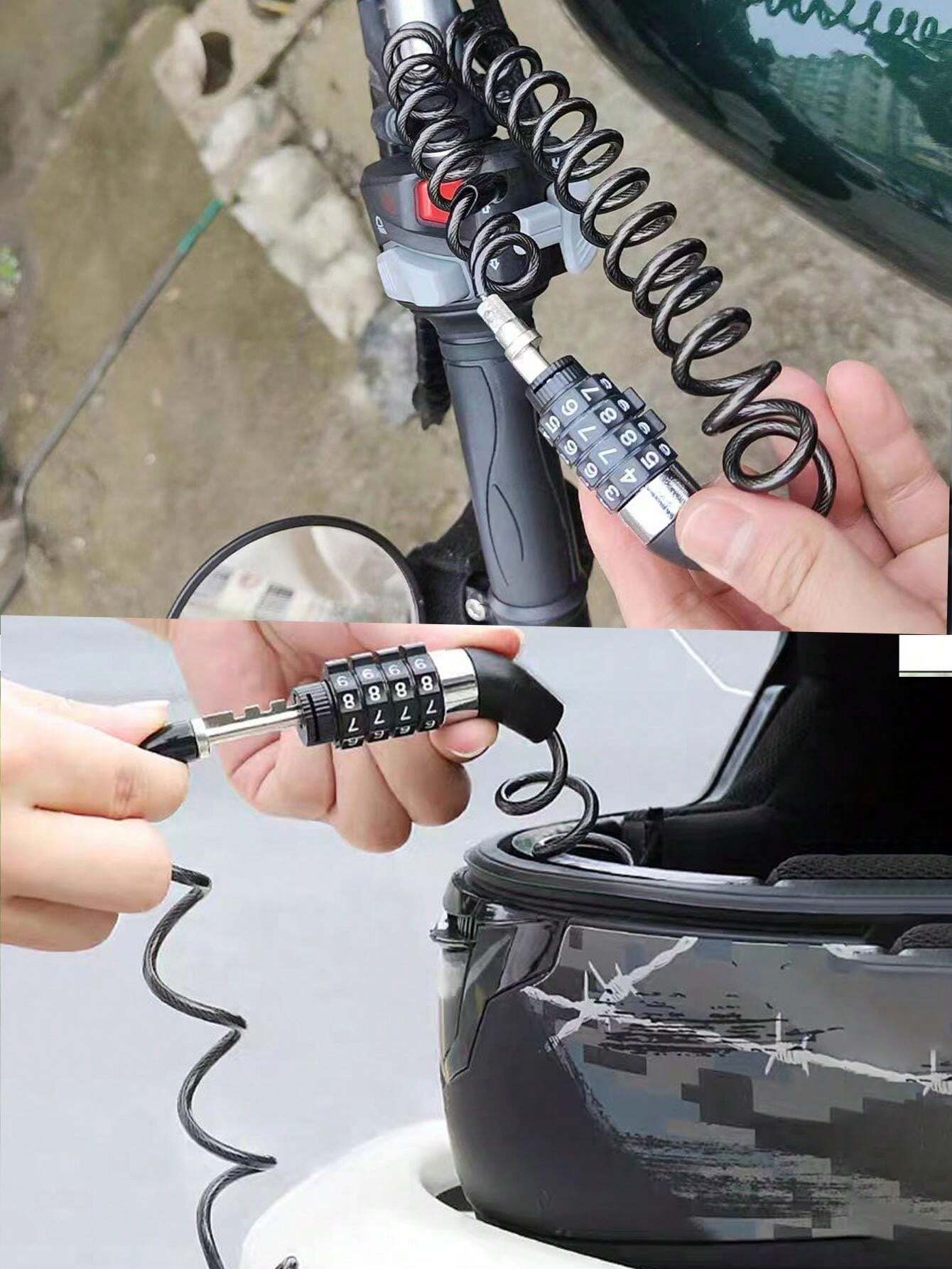1pc Retractable Steel Cable Password Lock, Digital Lock For Motorcycle ...