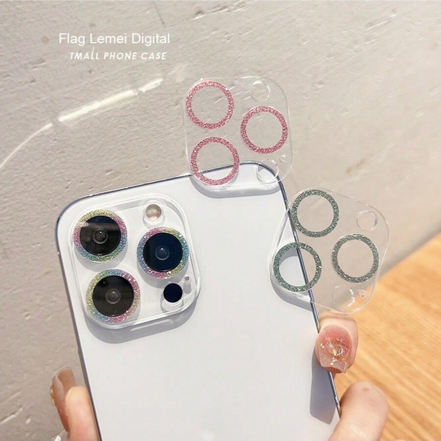 1pc Glitter Cellphone Camera Protector Film, With Flash Lens Sticker And Lens Film Compatible ...