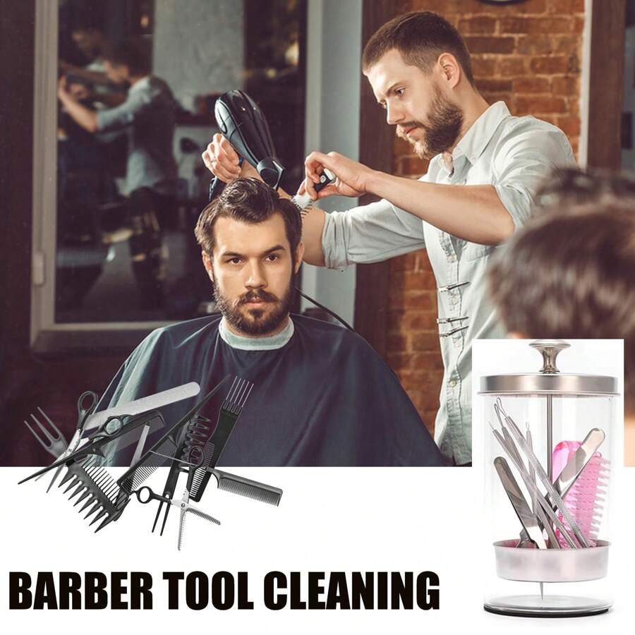 Barber Sterilizer Jar For Nail Tools, Glass Disinfectant Soaking Jar ...