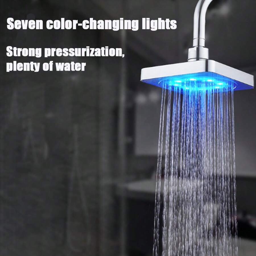 A Square Showerhead With Seven-Color LED Lights, Water-Powered ...