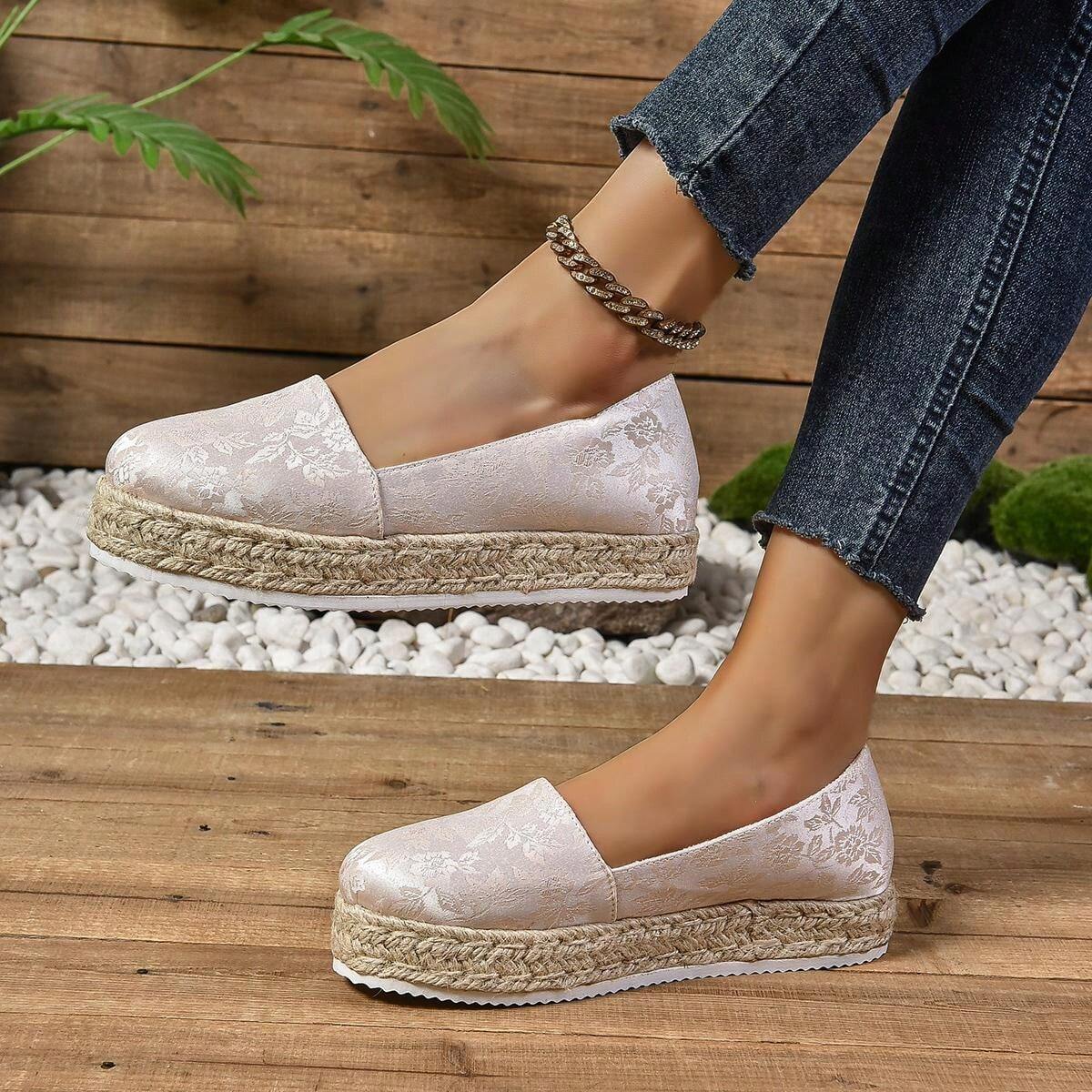 Women's Shoes Summer Mary Jane Thick-Soled Lace Canvas Fisherman Shoes ...