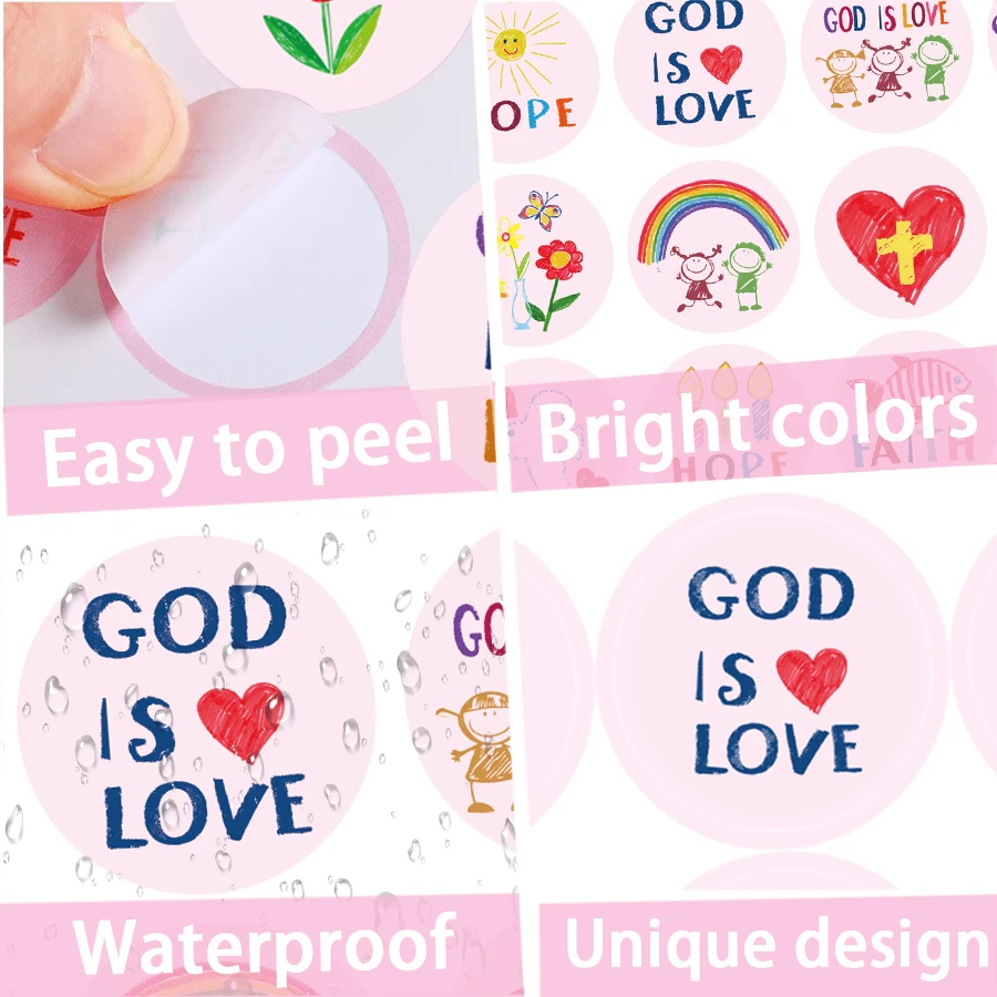 200pcs Cute And Bright Jesus Christ Stickers, Pink Faith Shaped ...