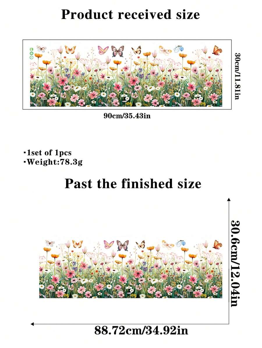 Butterfly Flower Cluster Skirting Line Decoration Self Pasting ...