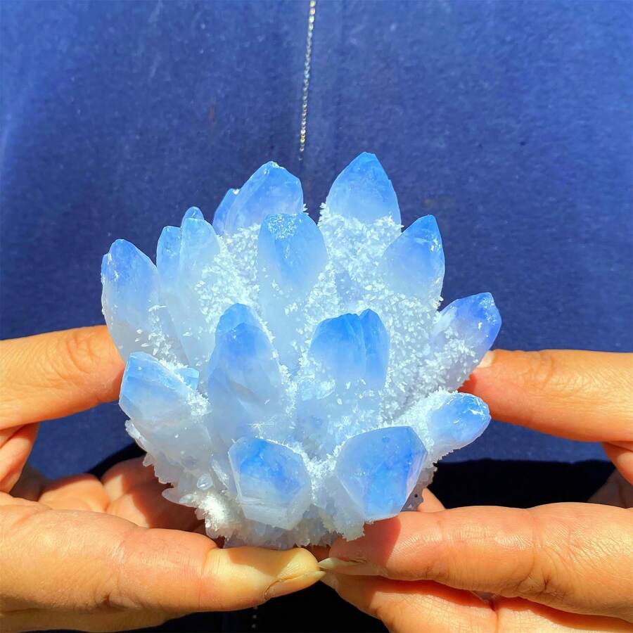 1pc Blue Crystal Cluster, Quartz Crystal Cluster, Mineral Specimen ...