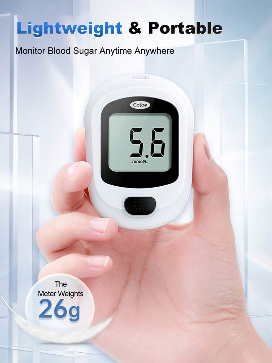 Cofoe Cofoe Blood Glucose Monitor Kit With LCD Display Compact Design ...