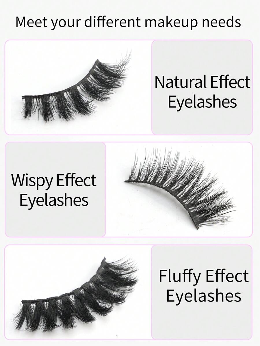 21 Pairs 3D Faux Mink Combination False Eyelashes, Natural Dense Fluffy ...