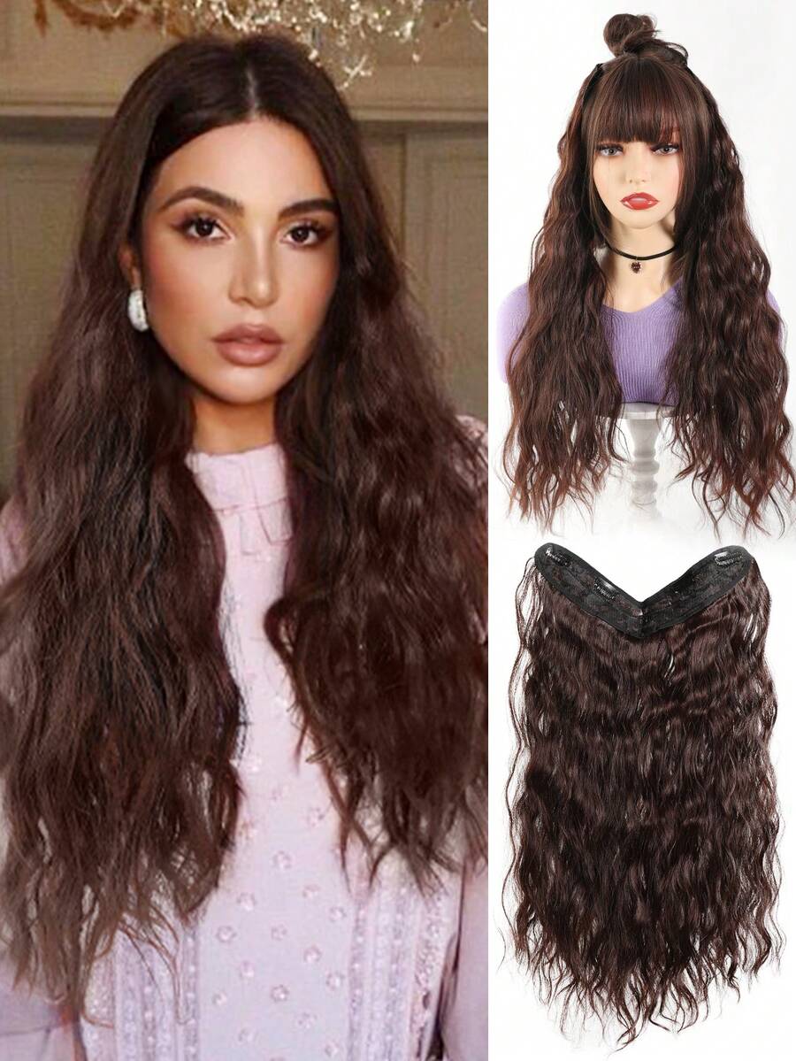 Clip In Hair Extensions Long Corn Curly V-Shaped Hair Extension One ...