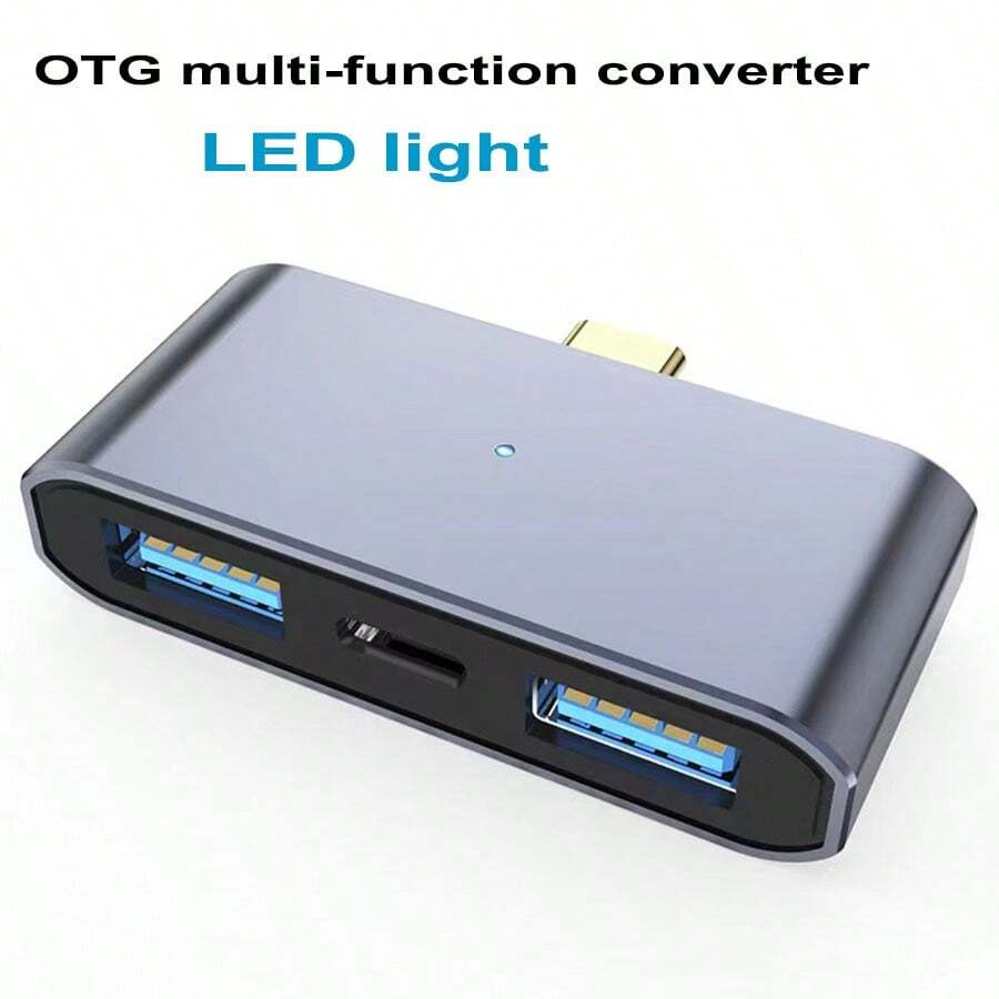 Dock di espansione OTG multifunzionale con carica e luce, lettore di schede tipo C a USB 3.0/SD ...