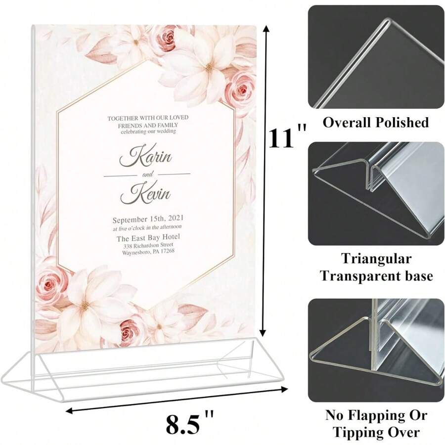 Acrylic Sign Holder 8.5 X 11 Vertical Double-Sided Flyer Display Stands ...