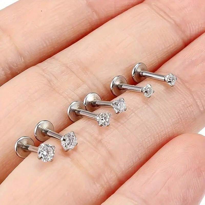 3Pairs Round Lip Piercing Jewelry Set Including Lip Studs, Lip Rings ...
