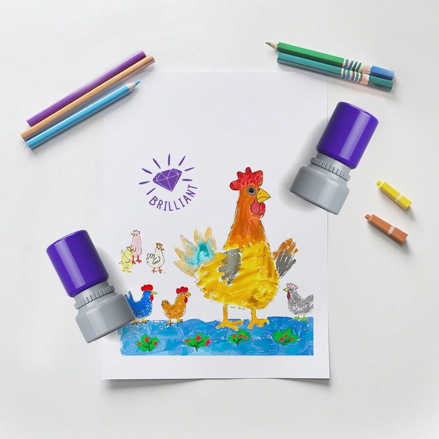 Brilliant Stamp, Circular ABS Stamp For Students, Teachers, And Home ...