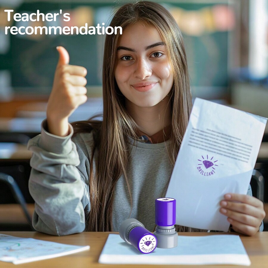 Brilliant Stamp, Circular ABS Stamp For Students, Teachers, And Home ...