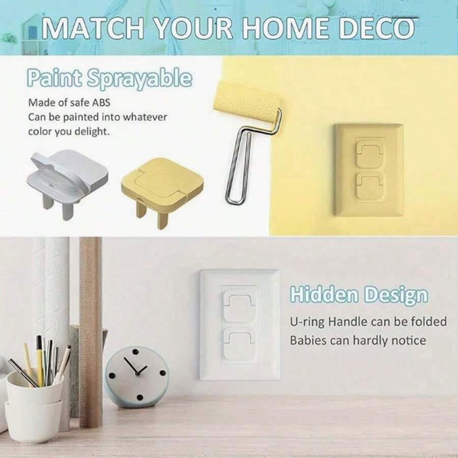 10 ชิ้นความปลอดภัยไฟฟ้า Outlet ครอบคลุม, ฉนวนกันความร้อนซ็อกเก็ตสำหรับ ...